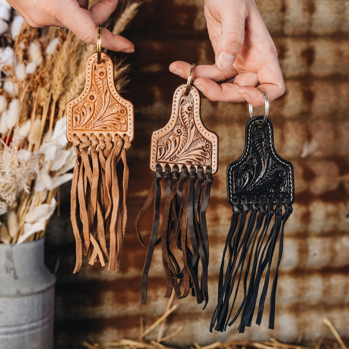 Tooled Leather Ear Tag Keyring – BUCK'N CO